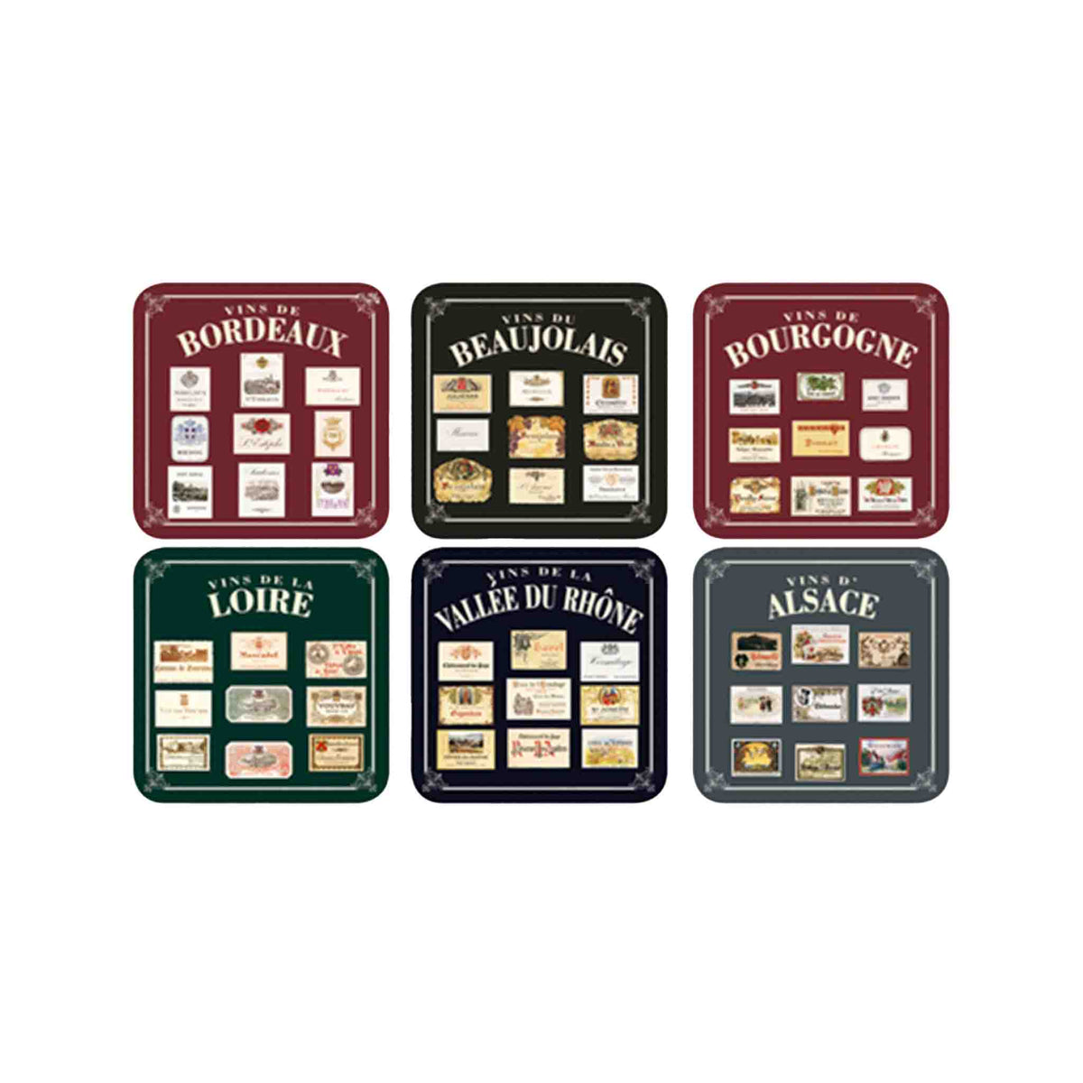 CARTEXPO "VINS DE FRANCE" COASTERS SET OF 6 – monsieur marcel gourmet ...