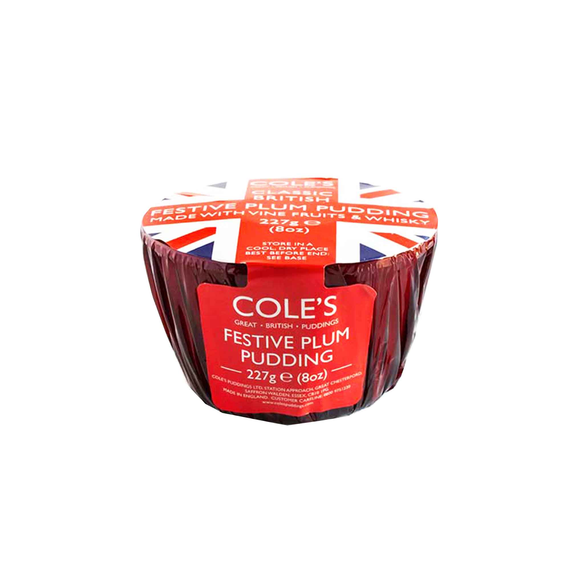 COLE'S CLASSIC BRITISH FESTIVE PLUM PUDDING WITH VINE FRUITS & WHISKY ...