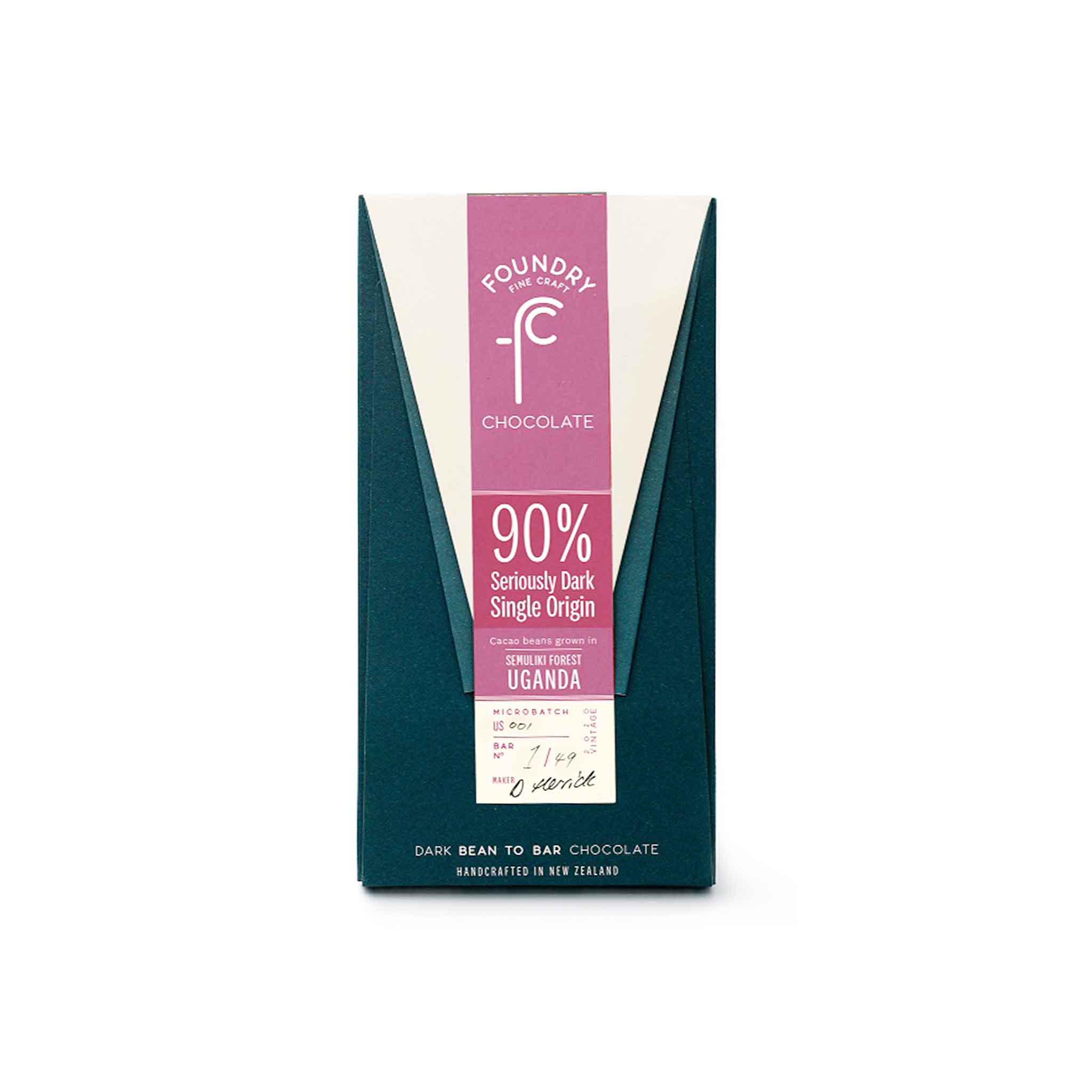 FOUNDRY CHOCOLATE SEMULIKI FOREST UGANDA 90% DARK CHOCOLATE 70g ...
