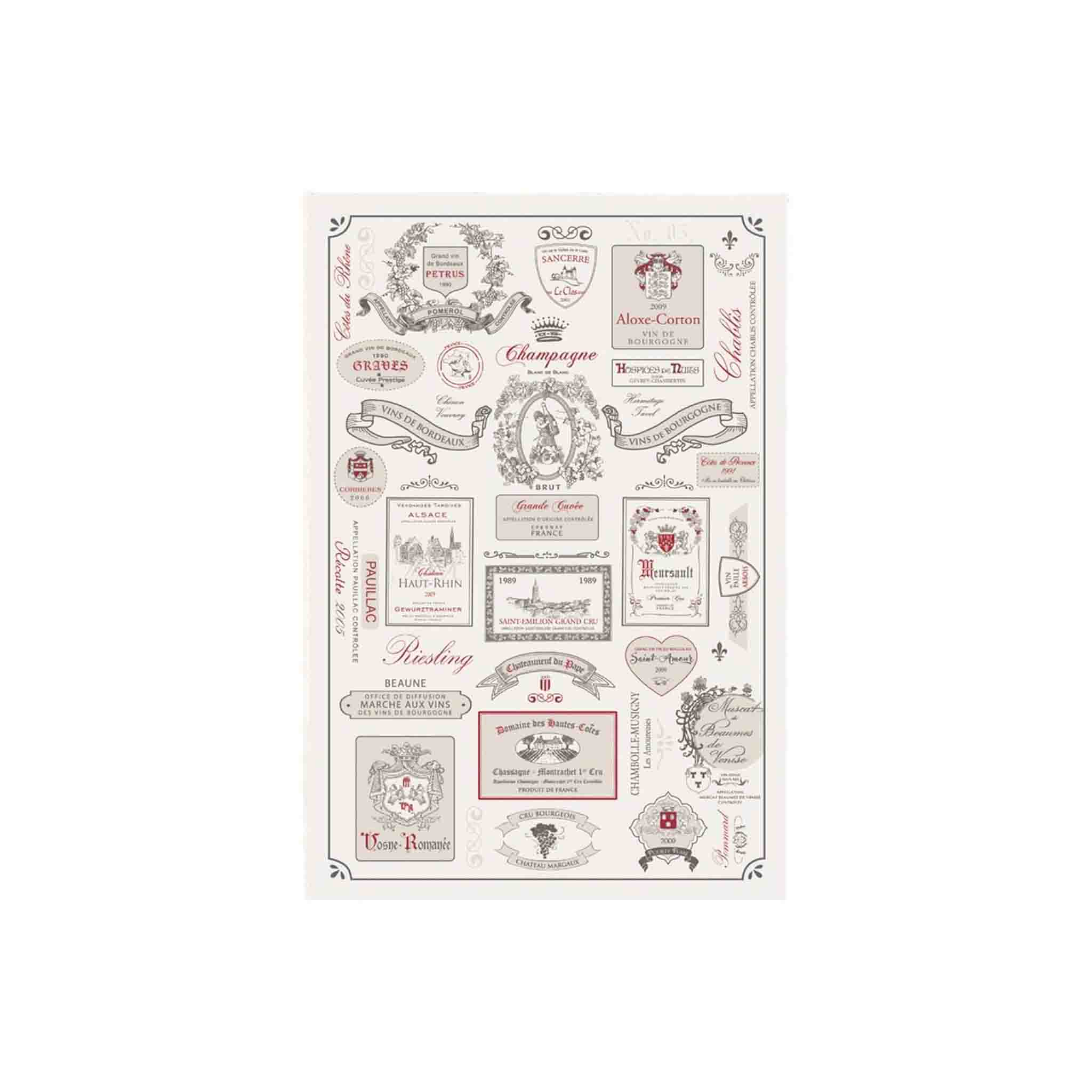 WINKLER FRENCH WINE LABELS TEA TOWEL - ECRU – monsieur marcel gourmet ...