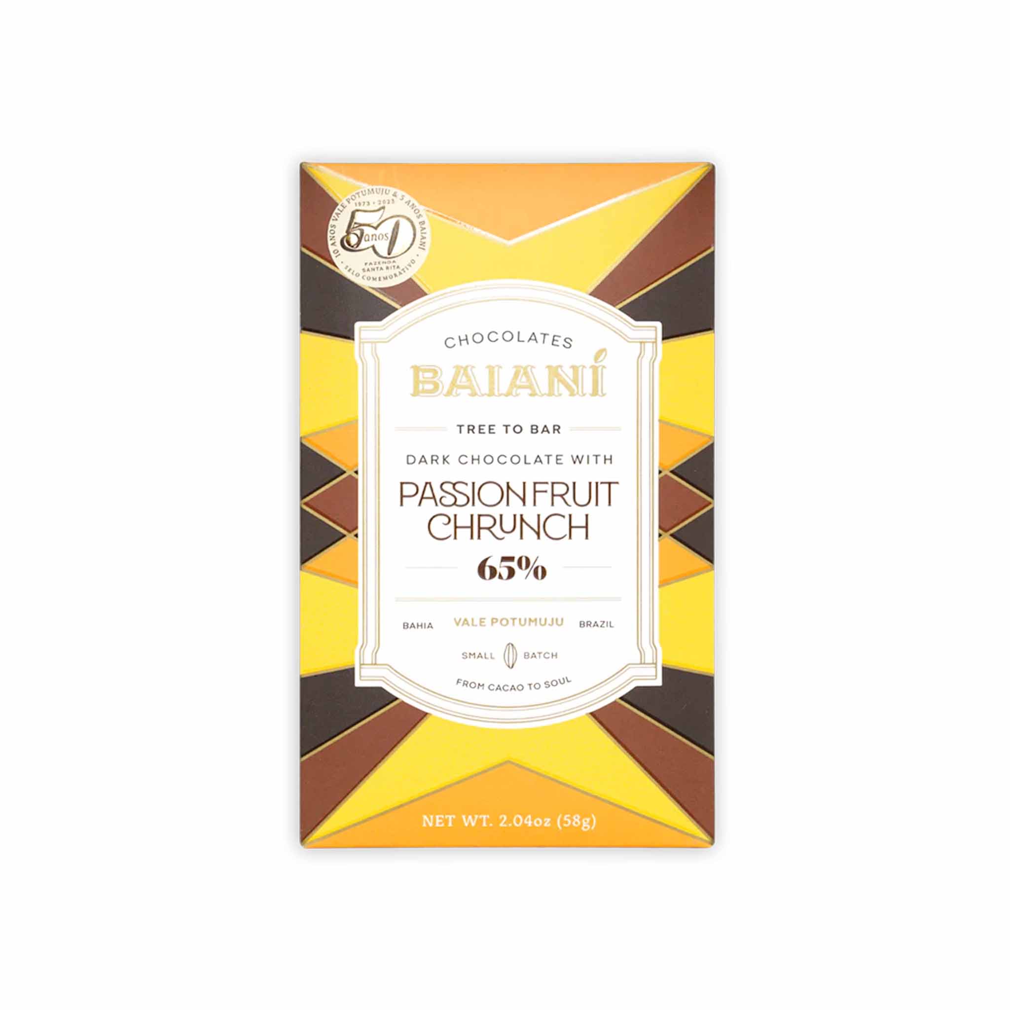 BAIANI PASSION FRUIT CHRUNCH DARK CHOCOLATE 65% 58g – monsieur marcel ...