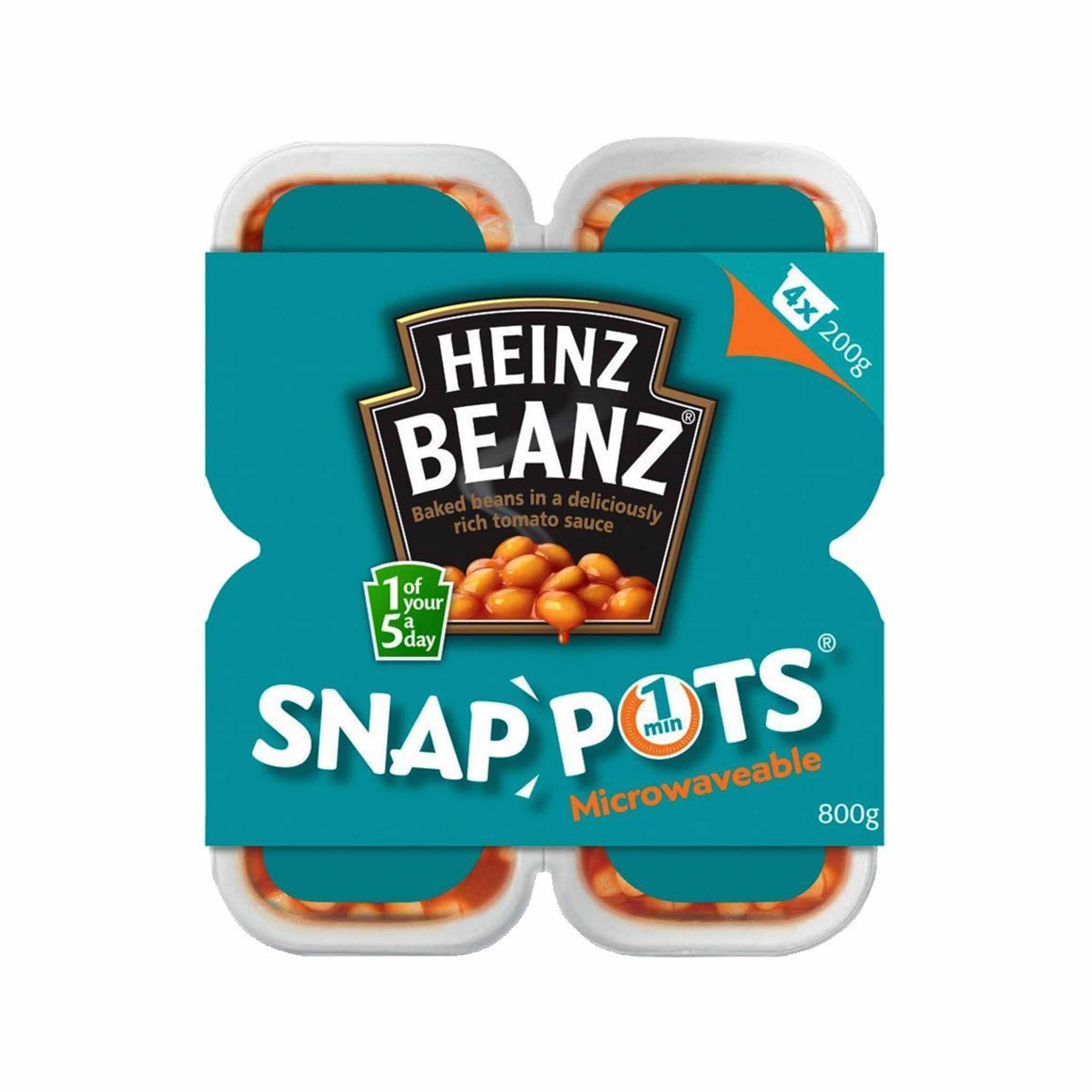 HEINZ BEANS SNAP POTS 4PACK 800g