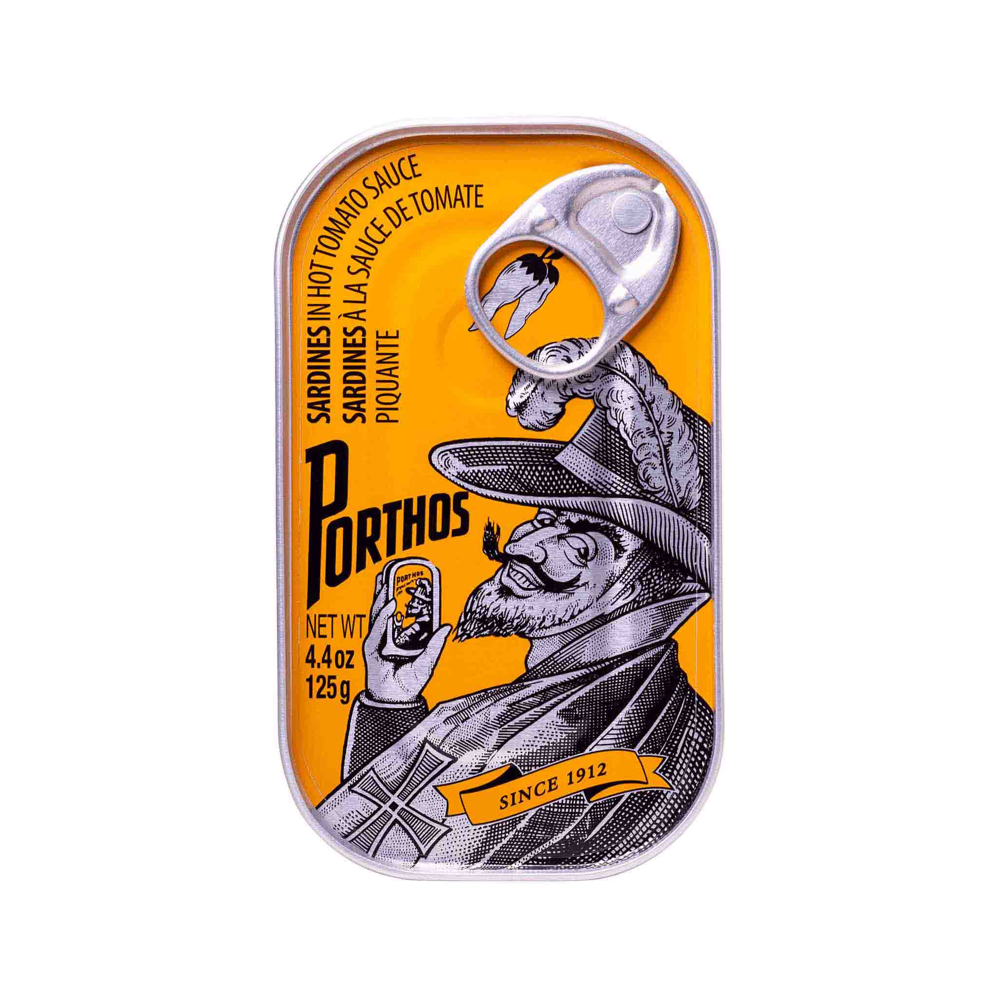 PORTHOS SARDINES IN HOT TOMATO SAUCE 125g – monsieur marcel gourmet market